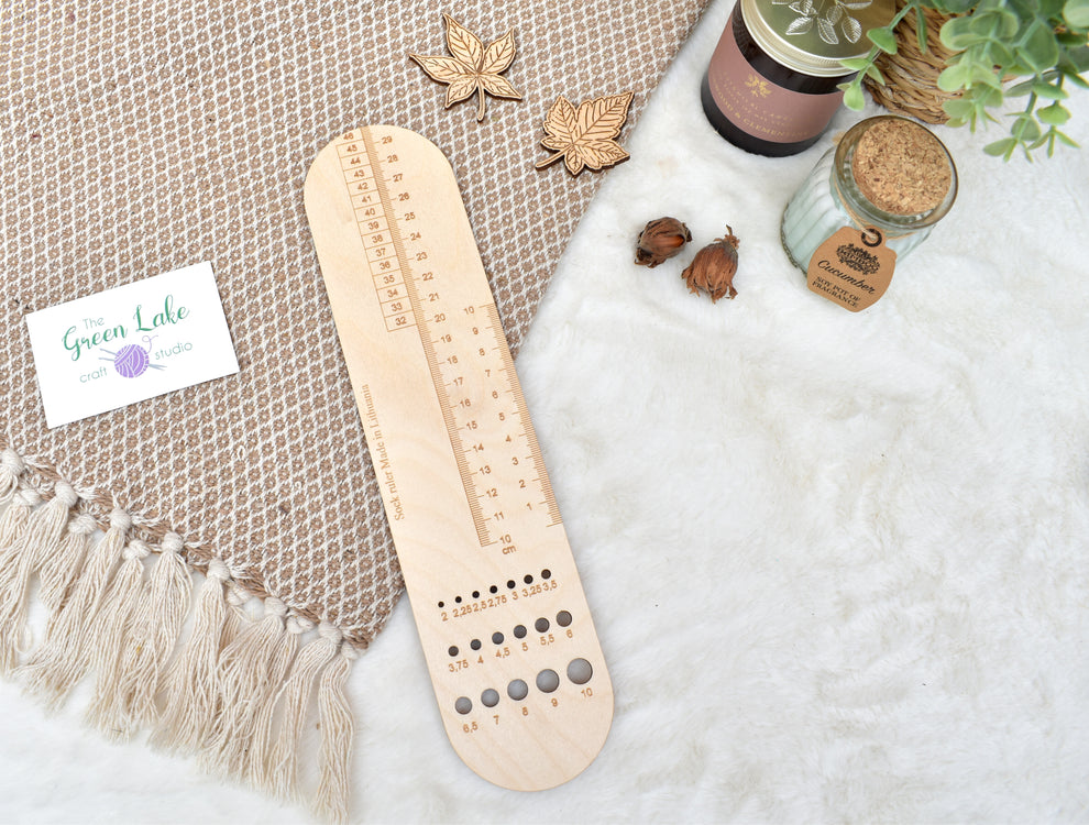 Wooden Sock Ruler N1 EU – thegreenlakecraftstudio